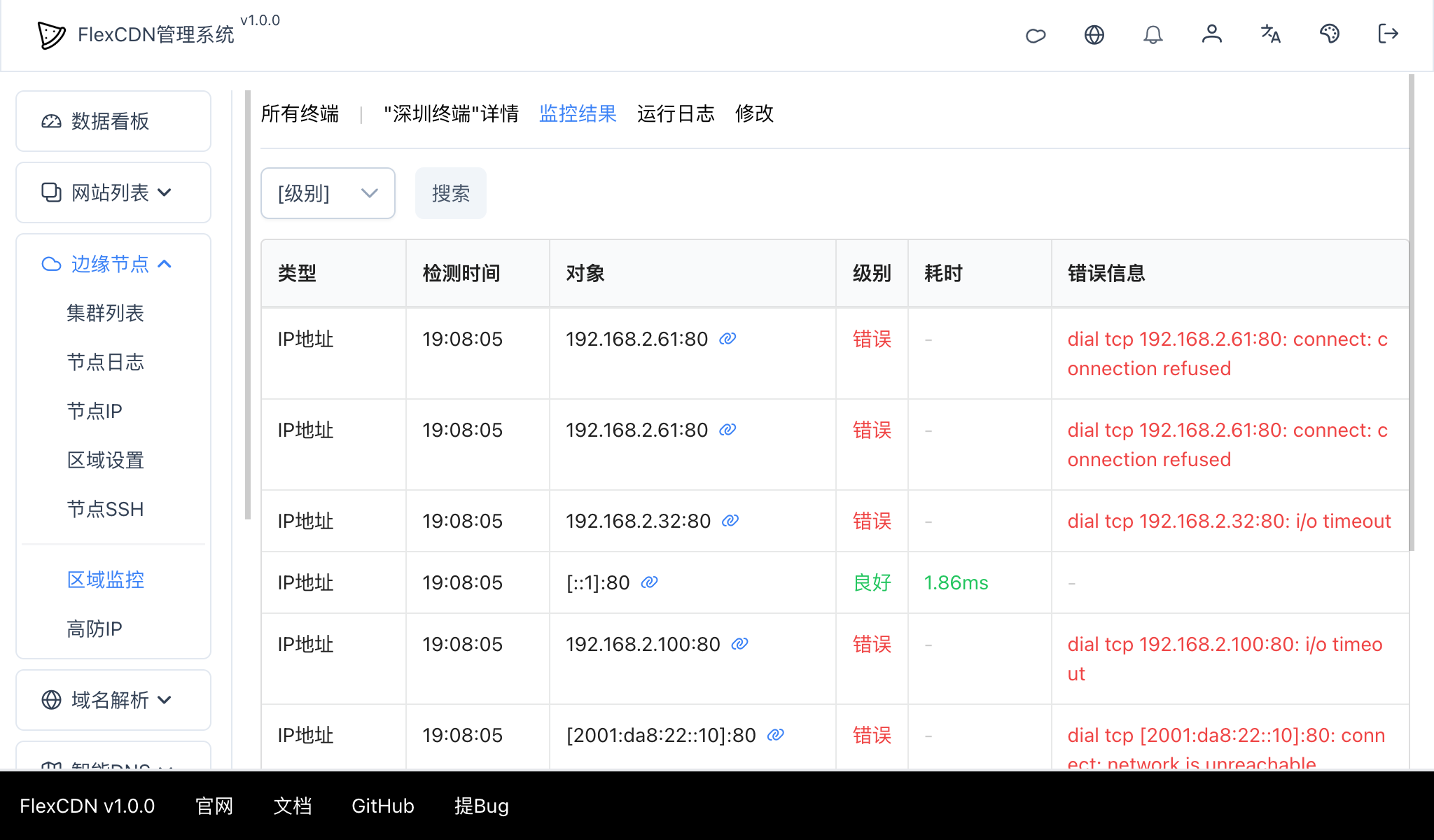 区域监控 - 文档 - FlexCDN