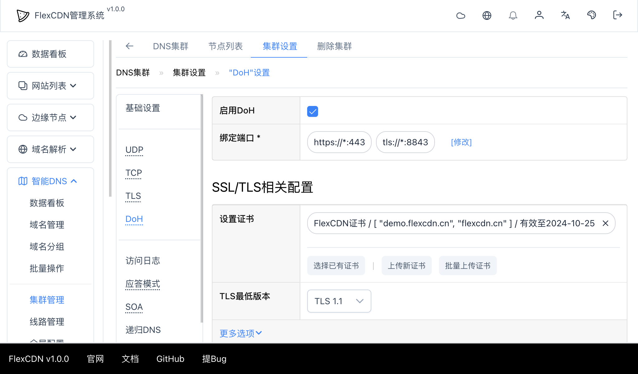 DoH（DNS over HTTPS）功能 - 文档 - FlexCDN