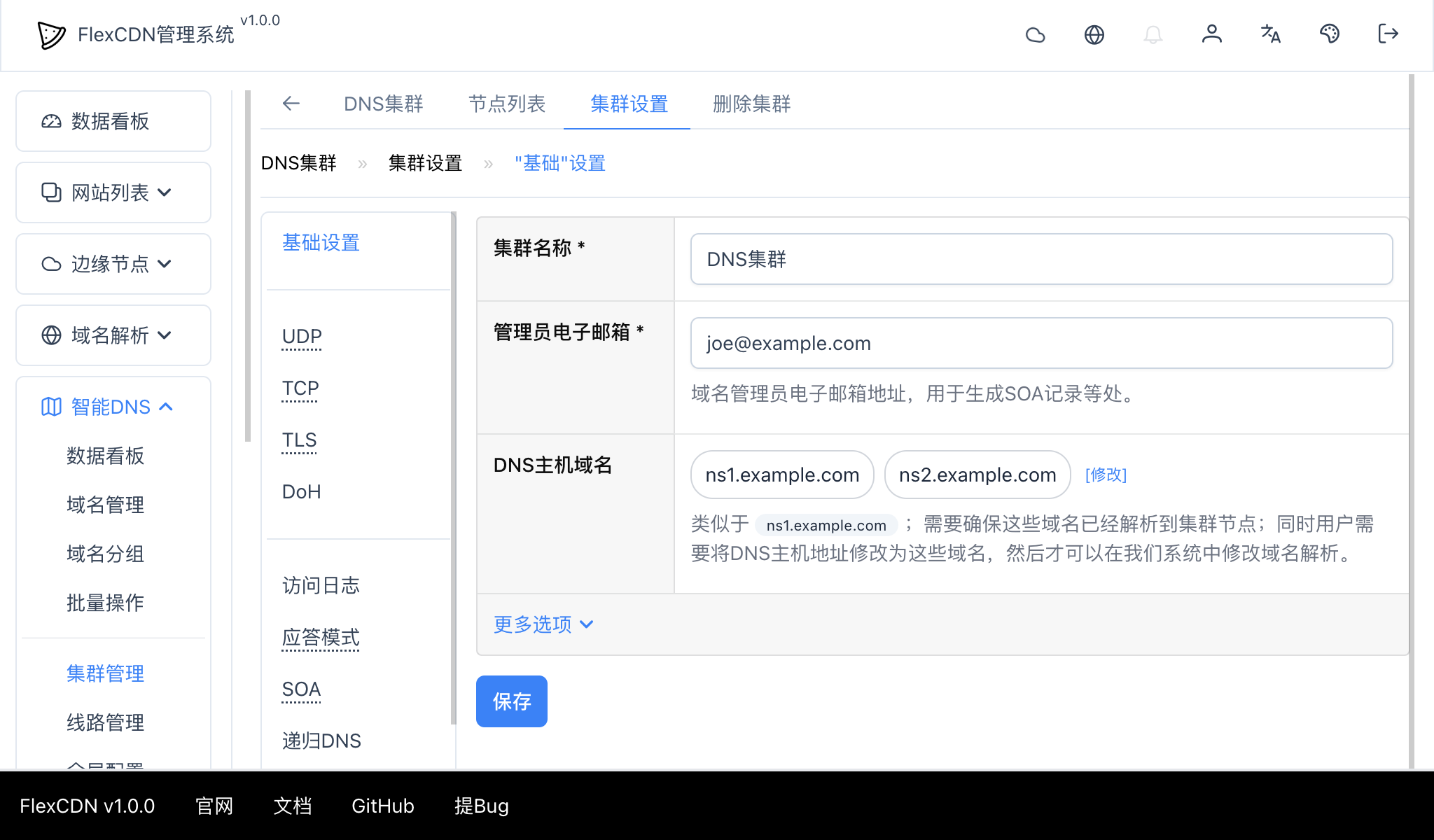智能DNS NS记录 - 文档 - FlexCDN