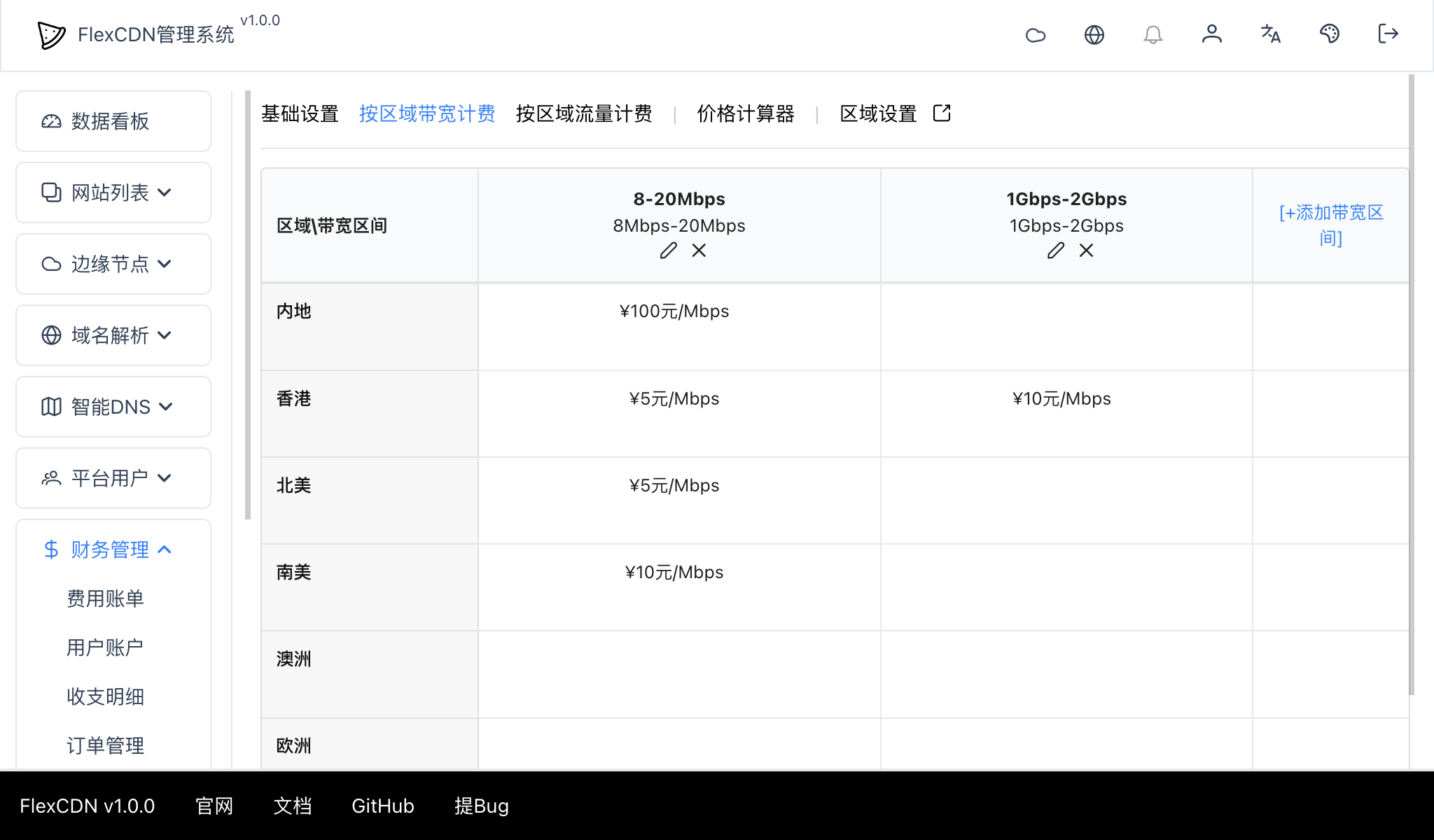 计费设置 - 文档 - FlexCDN
